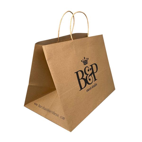 Quality Ecological Foldable Large Wide Base Brown Kraft Paper Packagin Bag With Logo Print for sale