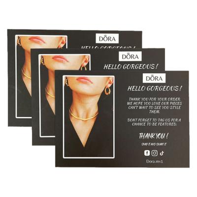 Cina Custom Luxury Recycled Paper Card Black Matte Color Thank You  Business Wedding Card With Logo in vendita