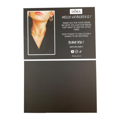 Cina Custom Luxury Recycled Paper Card Black Matte Color Thank You  Business Wedding Card With Logo in vendita