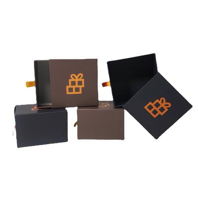 Cina Recycled Rigid Gift Box Boutique Simple Black Slide Corrugated Drawer Box With Logo in vendita