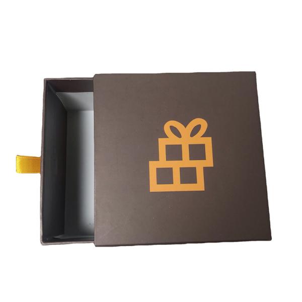 Quality Recycled Rigid Gift Box Boutique Simple Black Slide Corrugated Drawer Box With for sale
