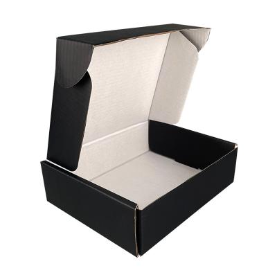 China Recycled Packaging Materials 6x6x2 Black Shipping Cardboard Box White Corrugated Carrying Box for sale