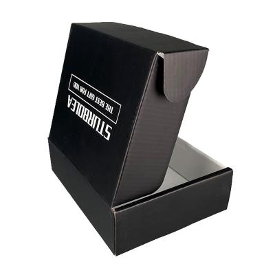 China Recycled Packaging Materials 6x6x2 Black Shipping Cardboard Box White Corrugated Carrying Box for sale
