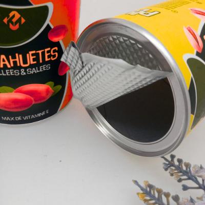 中国 カスタマイズ可能な高品質缶、OEMロゴ入り缶、16オンスのピーナッツ/栗/ピスタチオ用イージーオープン紙缶 販売のため