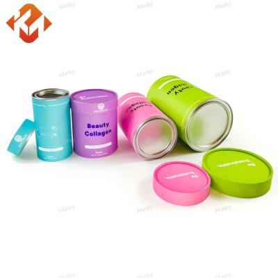 China Customizable best airtight food grade collagen capsule powder packaging paper container tube box with penny-grade cap seal for sale