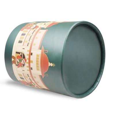 China Customized logo CMYK round paper tube box, Christmas style, suitable for candy/candle packaging. for sale