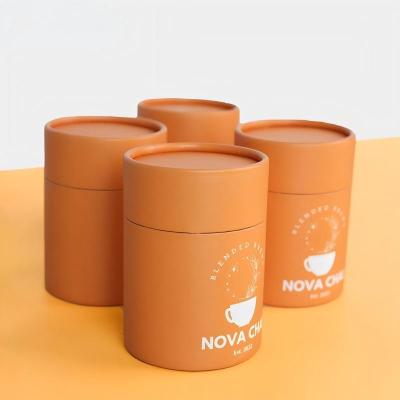 China Custom-made cylindrical brown hollow kraft paper tube packaging, suitable for coffee. for sale