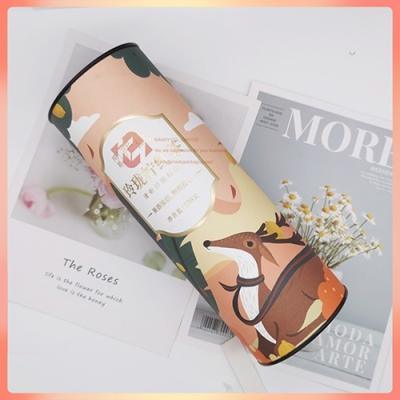 China Kraft paper material cylinder packaging with black metal lid for sale