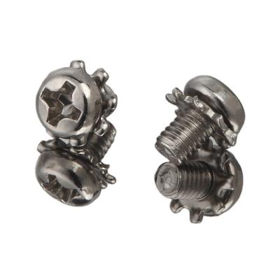 Cina Cross Recessed Pan Head M4 Nylok Combination Screw With External Tooth Gasket in vendita