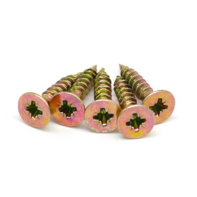 China Phil Driver Countersunk Head Self Tapping Yellow Zinc Plated Furniture Chipboard Screw à venda