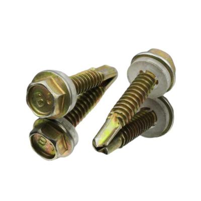China Din Zine Plated Hexagonal Head M3 M4 M5 Self Tapping Screw With Washer à venda