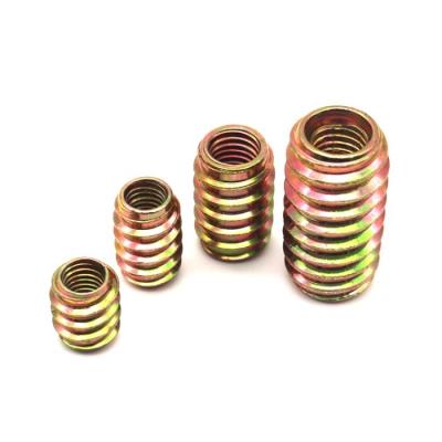 Cina M6 M8 M10 Yellow Zinc Plated Steel Hex Socket Insert Nuts For Wood Furniture in vendita