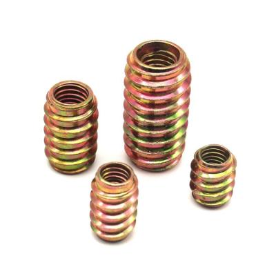 Cina M6 M8 M10 Yellow Zinc Plated Steel Hex Socket Insert Nuts For Wood Furniture in vendita
