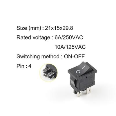 Cina 5 Pin 21*15mm LOTTO/di PCS KCD1 4 fuori su CA di CA 10A/125V dell'interruttore a leva 6A 250V dell'automobile della barca in vendita