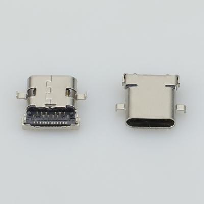 China USB 3,1 Typec Vrouwelijke Rechte hoek SMT + ONDERDOMPELING met Schild Te koop
