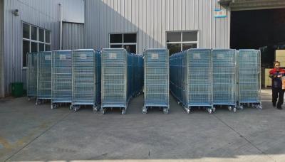 China Heavy Duty 500kg Nestable Foldable Wire Mesh Roll Cage for Warehouse Logistics Storage for sale
