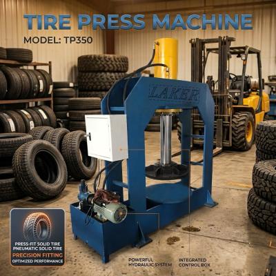 China Heavy Duty TP350 350 Ton Hydraulic Forklift Solid Tire Press Machine for Mounting Dismounting 8 to 33 Inch Rims for sale