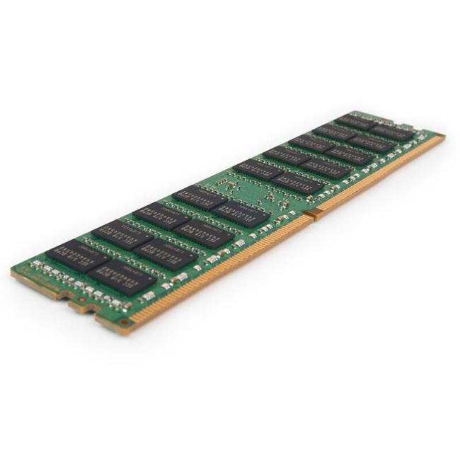 Close-up view of DDR4 server memory module with ECC chips