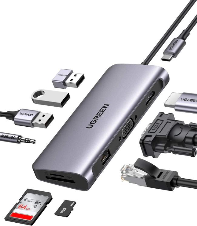 USB C Hub side view with port details