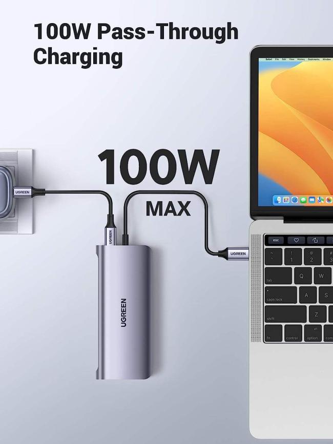Close-up of USB C Hub ports and connectors