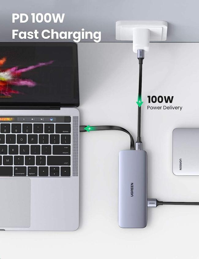 Close-up of USB C Hub ports and connectors