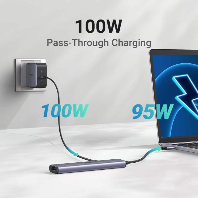 Close-up of Revodok 105 USB C Hub ports