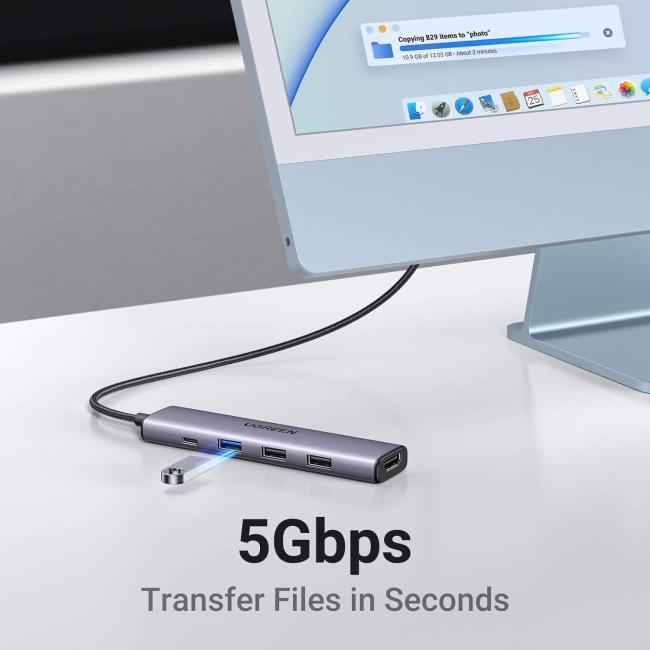 Revodok 105 USB C Hub in use with laptop