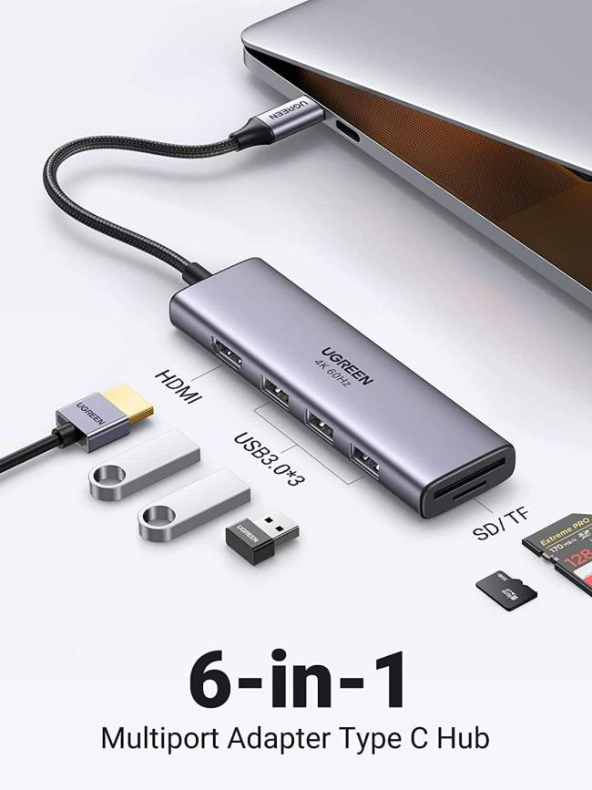 Package contents including USB C Hub and accessories