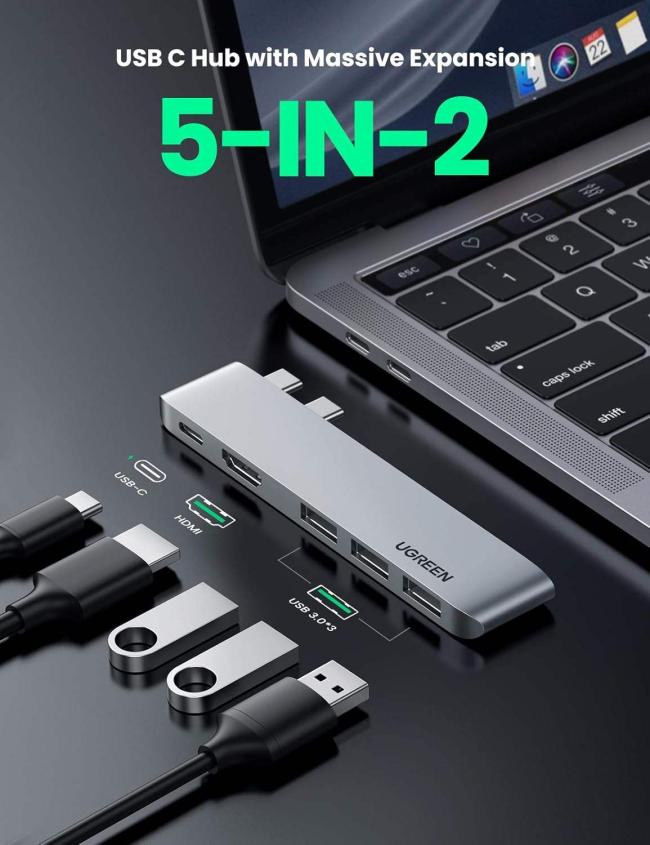 USB-C Hub dock station in use with laptop