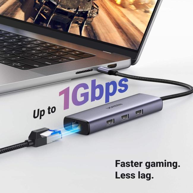 Close-up of Revodok USB C Hub ports
