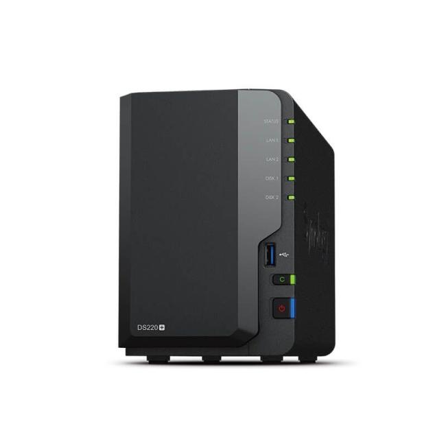 Synology DiskStation DS220+ rear view showing ports and ventilation