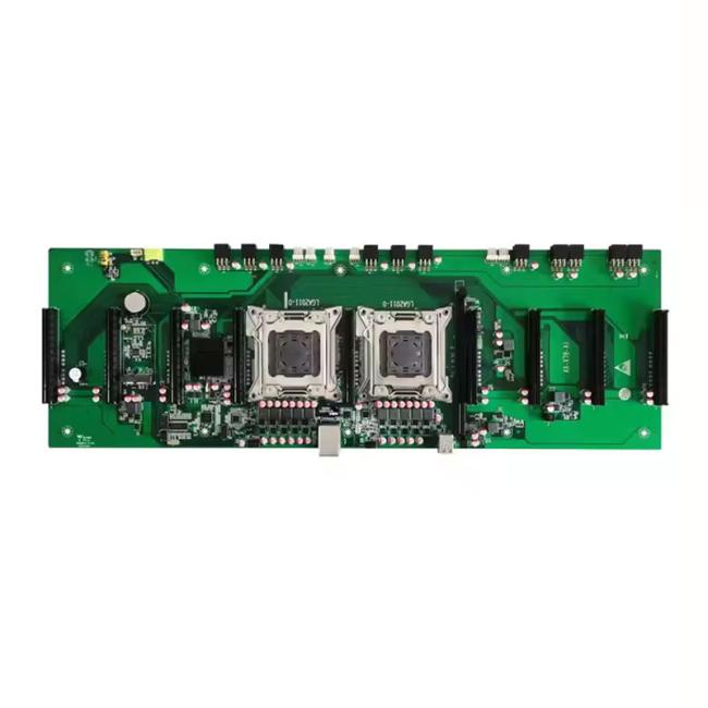 Close-up of X79 motherboard components and connectors