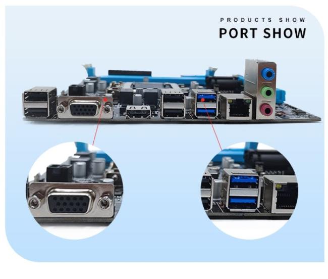 B75 motherboard rear I/O panel with multiple ports