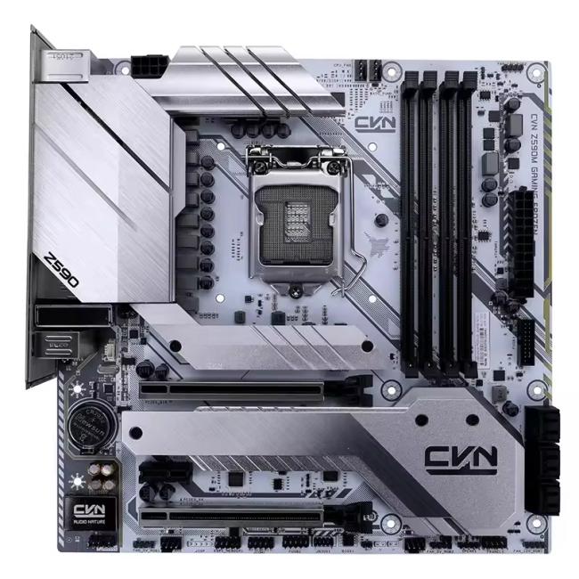 Close-up of Z590M motherboard components and connectors