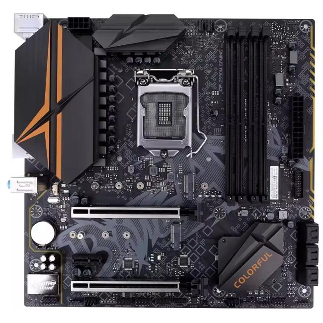 Close-up of Z590M motherboard components