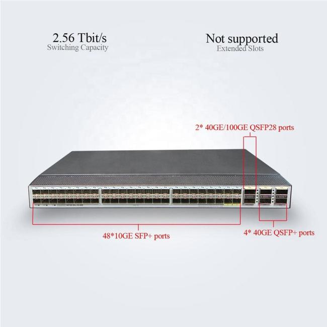 Close-up of SFP+ ports on the switch