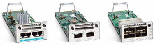 Close-up of ports on C9300-NM-8X network module