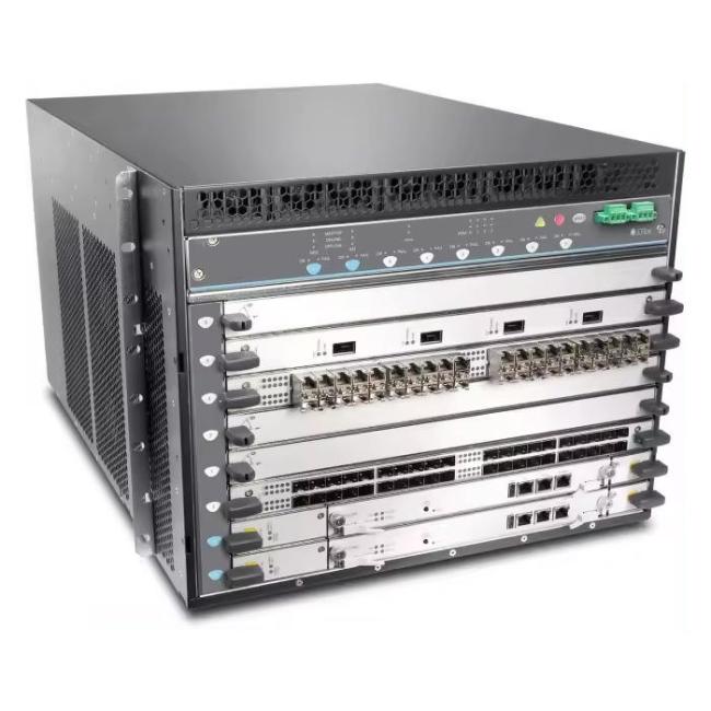 Side view of MX480-PREMIUM3-AC router with detailed port layout