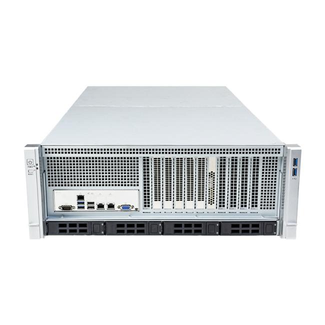 Internal layout of server chassis showing motherboard and GPU mounting