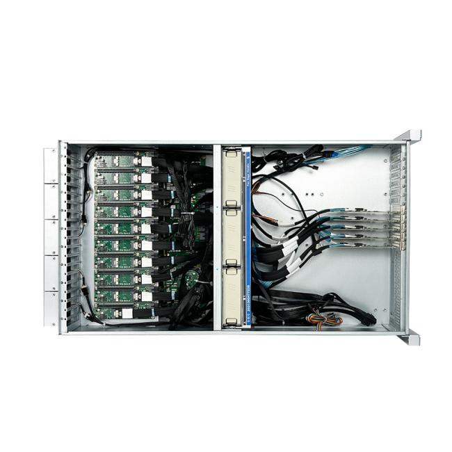 Detailed view of GPU mounting area in server chassis