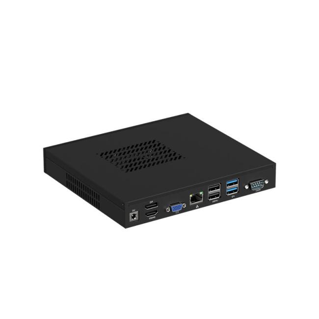 Side view of mini PC highlighting ventilation and compact size