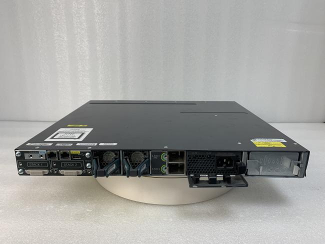 Close-up of WS-C3750X-24P-S ports and status indicators
