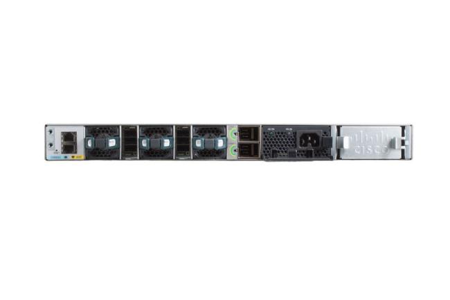 Rear view of Cisco WS-C3850-24T-S switch ports