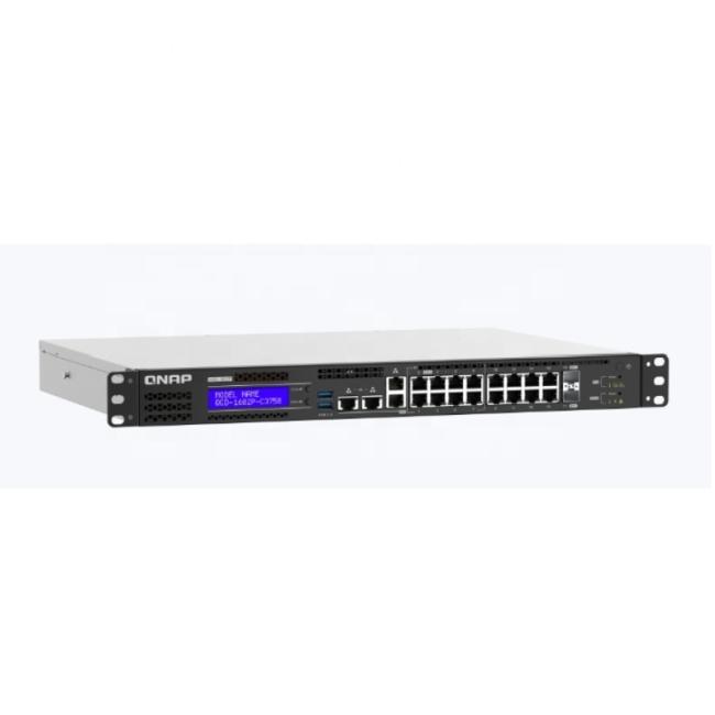 Front view of QGD-1602P MultiGigabit Network Switch