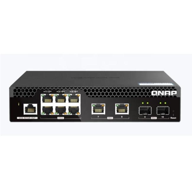 Side view of QSW-M2106R-2S2T network switch showing ventilation and mounting options