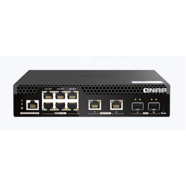 Front view of QSW-M2106PR-2S2T switch showing ports and design