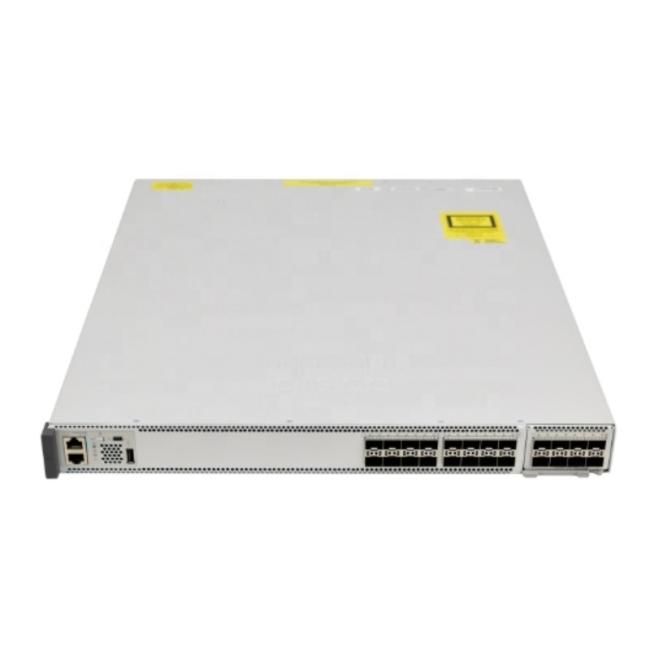 Front view of Cisco C9500-24X-A switch showing ports and LEDs