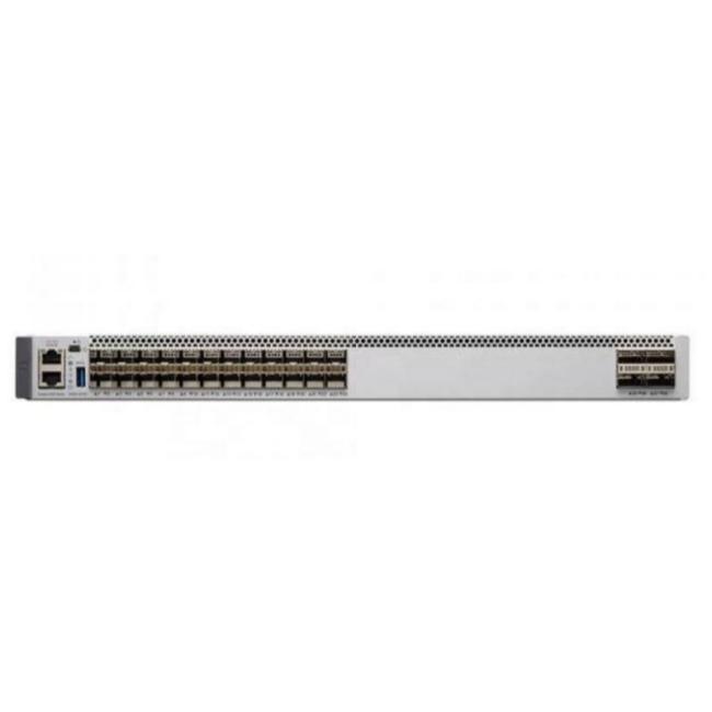 Side view of Cisco C9500-24X-A switch in rack mount configuration