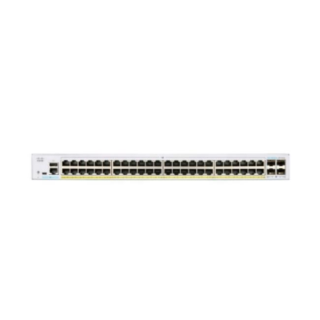 Side view of CBS350-48P-4X-CN switch showing ports