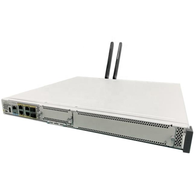 Front view of C8300-1N1S-4T2X router showing ports and design